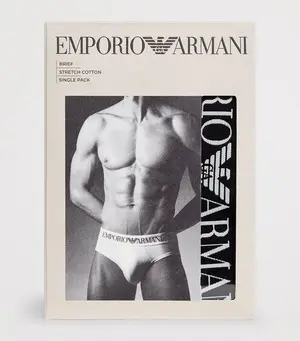 Emporio Armani Stretch-cotton Logo Briefs - Black
