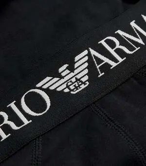Emporio Armani Stretch-cotton Logo Briefs - Black