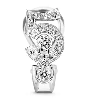 Chanel 18k White Gold And Diamond N˚5 Single Clip-on Earring - Silver