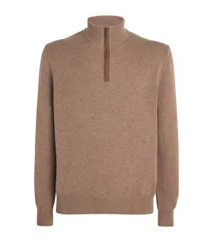 Agnona Cashmere Quarter-zip Sweater - Brown
