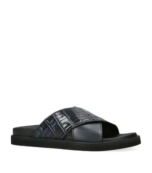 Zegna Crocodile Leather Crossover Sandals