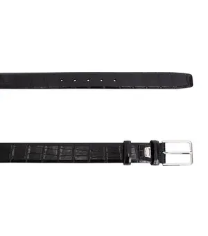 Santoni Crocodile Leather Belt - Black