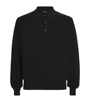 Brioni Cotton-cashmere-silk Collared Sweater - Black