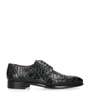 Magnanni Crocodile Leather Oxford Shoes - Black