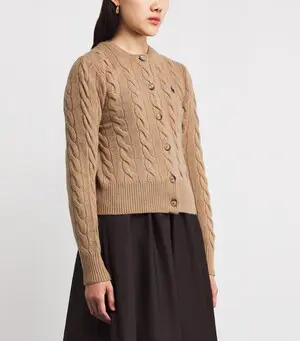 Polo Ralph Lauren Wool-cashmere Cable Knit Cardigan - Beige