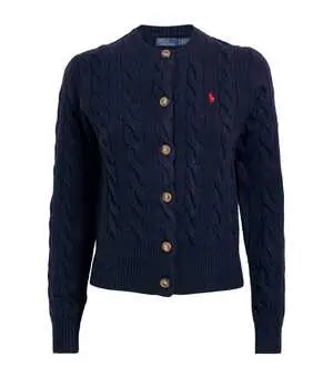 Polo Ralph Lauren Polo Ralph Lauren Wool-Cashmere Cable Knit Cardigan Navy