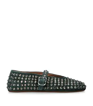 Alaïa Crystal-embellished Ballet Flats - Green