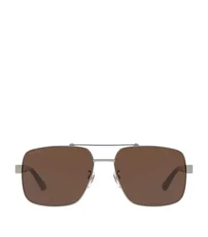 Gucci Metal Pilot Sunglasses - Silver