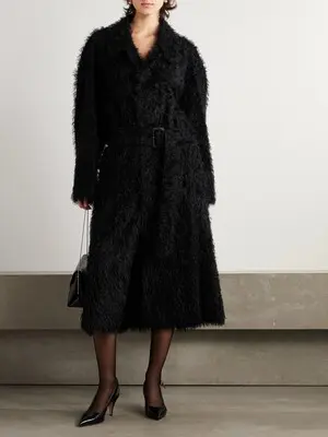 Carven Belted Faux-shearling Coat