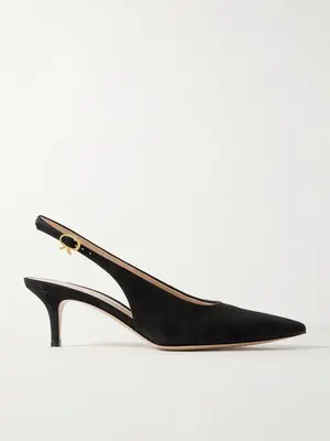 GIANVITO ROSSI Robbie 45 Suede Slingback Pumps - Black