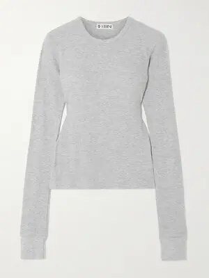 Eterne Waffle-knit Stretch Cotton And Modal-blend T-shirt - Gray