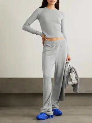 Eterne Waffle-knit Stretch Cotton And Modal-blend T-shirt - Gray