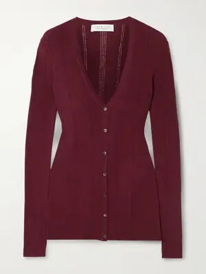 Gabriela Hearst Lillian Pointelle-knit Wool Cardigan - Red