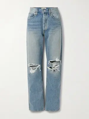 AGOLDE Kelly Distressed High-rise Straight-leg Jeans