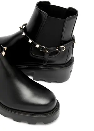 Valentino Garavani Rockstud Beatle Leather Ankle Boots
