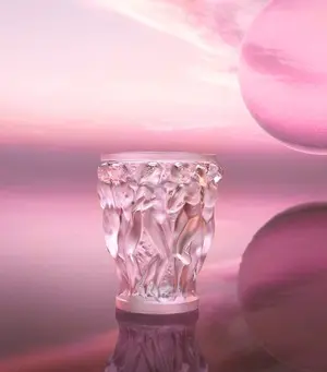 Lalique Rose Nebula Bacchantes Vase - Clear