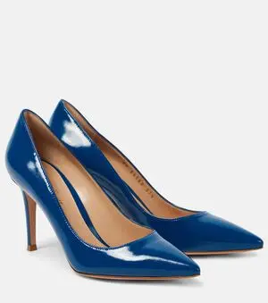 GIANVITO ROSSI Pointed Toe Leather Pumps - Blue