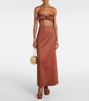 ADRIANA DEGREAS Cotton Maxi Skirt - Brown