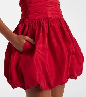 Staud Loren Ruched Mini Dress - Red
