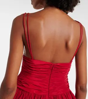 Staud Loren Ruched Mini Dress - Red