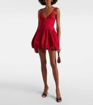 Staud Loren Ruched Mini Dress - Red