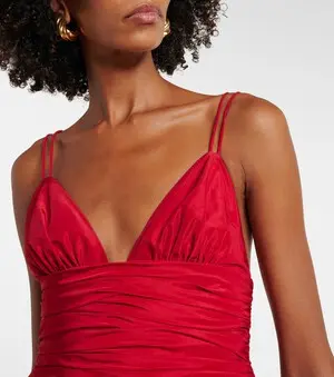 Staud Loren Ruched Mini Dress - Red