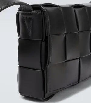 Bottega Veneta Cassette Intrecciato Leather Crossbody Bag - Black
