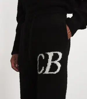 COLE BUXTON Wool-blend Logo Sweatpants - Black