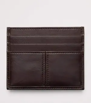 Prada Leather Triangle Card Holder - Brown