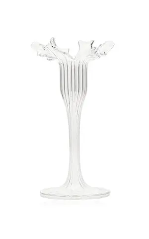 MODA DOMUS Small Floral Glass Candle Stick - Clear