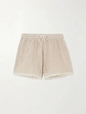 Sea Sally Crocheted Cotton Shorts - Brown