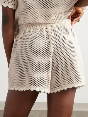 Sea Sally Crocheted Cotton Shorts