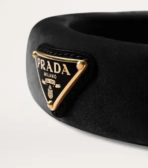 Prada Velvet Logo Headband - Black