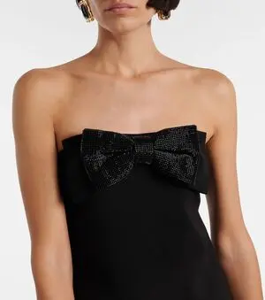 SELF-PORTRAIT Embellished Bow Crepe Mini Dress