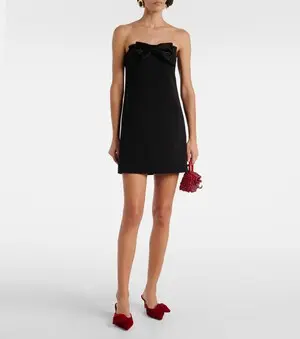 SELF-PORTRAIT Embellished Bow Crepe Mini Dress
