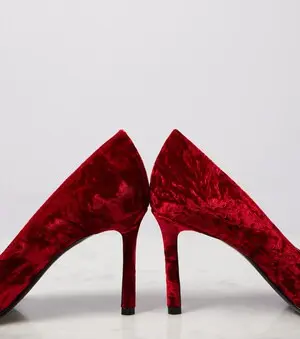 JIMMY CHOO Romy 85 Velvet Pumps - Red