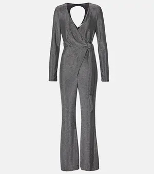 Diane Von Furstenberg Cosima Two Lame Wrap Jumpsuit - Silver