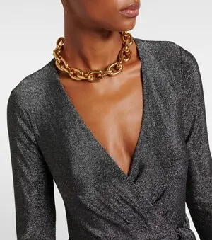 Diane Von Furstenberg Cosima Two Lame Wrap Jumpsuit