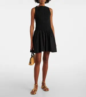 Faithfull The Brand Shirred Cotton Mini Dress