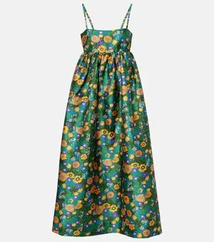 ALEMAIS Printed Open-back Midi Dress