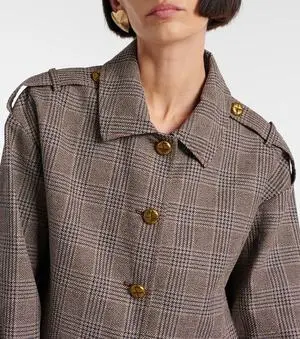 SELF-PORTRAIT Checked Cotton And Linen Jacket
