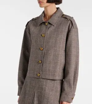 SELF-PORTRAIT Checked Cotton And Linen Jacket