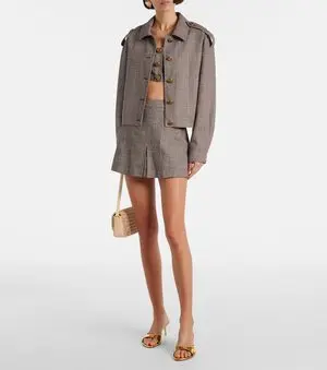 SELF-PORTRAIT Checked Cotton And Linen Jacket