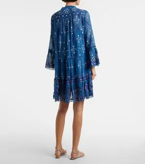 JULIET DUNN Printed Cotton Mini Dress - Green