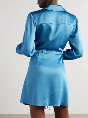Simkhai Talit Draped Satin Mini Dress - Blue