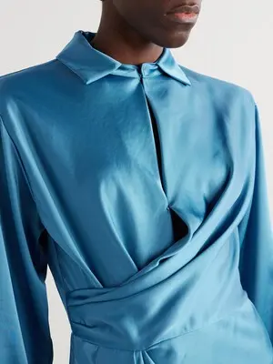 Simkhai Talit Draped Satin Mini Dress - Blue