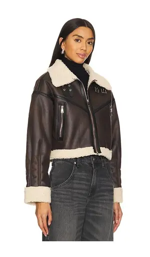 Superdown Faux Leather Biker Jacket With Faux Fur Trim