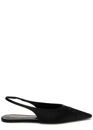 Saint Laurent Babylone Satin Slingback Flats