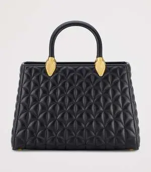BVLGARI Leather Serpentine Duo Top-handle Bag