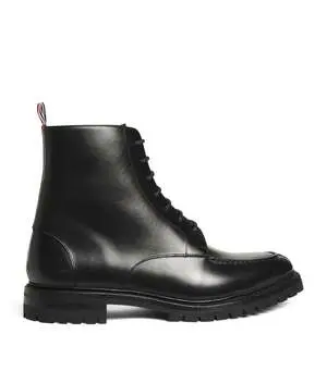 Thom Browne Leather Lace-up Combat Boots - Black